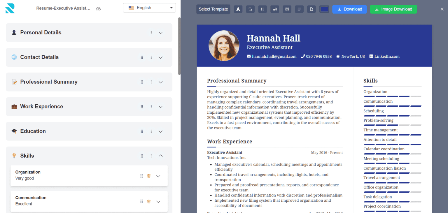 Free online CV Maker and Resume Builder with AI
