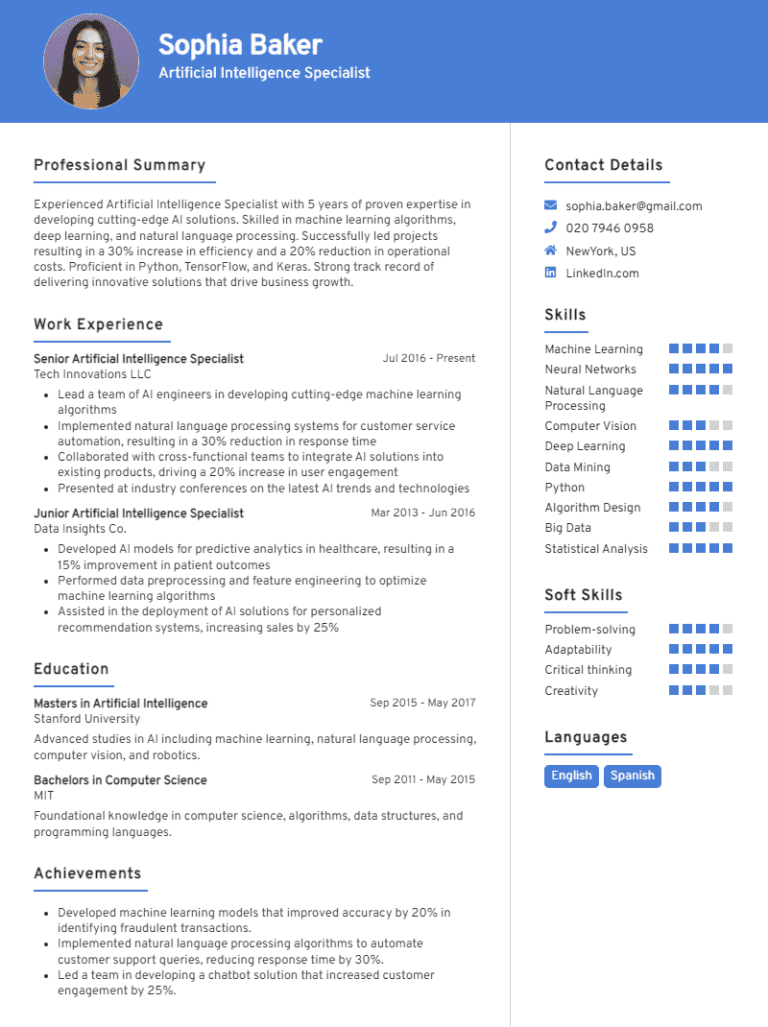Free online CV Maker and Resume Builder with AI