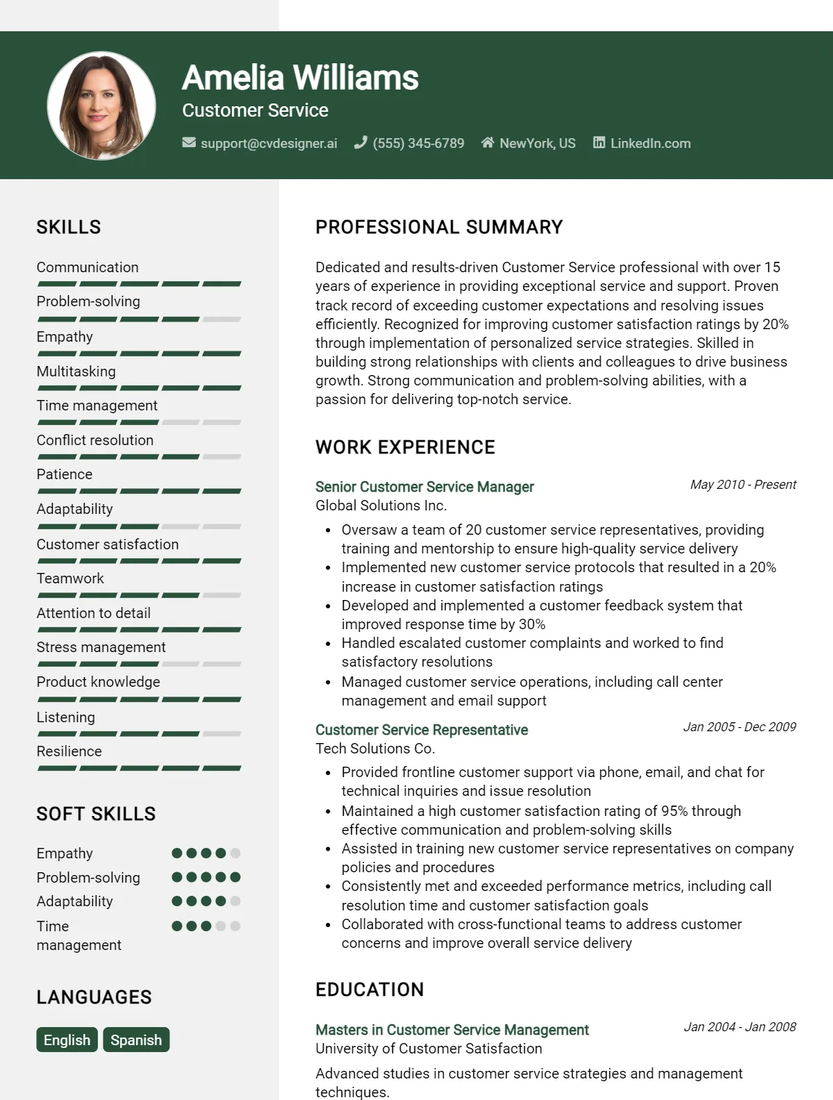 16 Customer Service CV Examples And Free Templates For 2025 - CVDesigner.ai 16 Customer Service CV Examples And Free Templates For 2025 - CVDesigner.ai