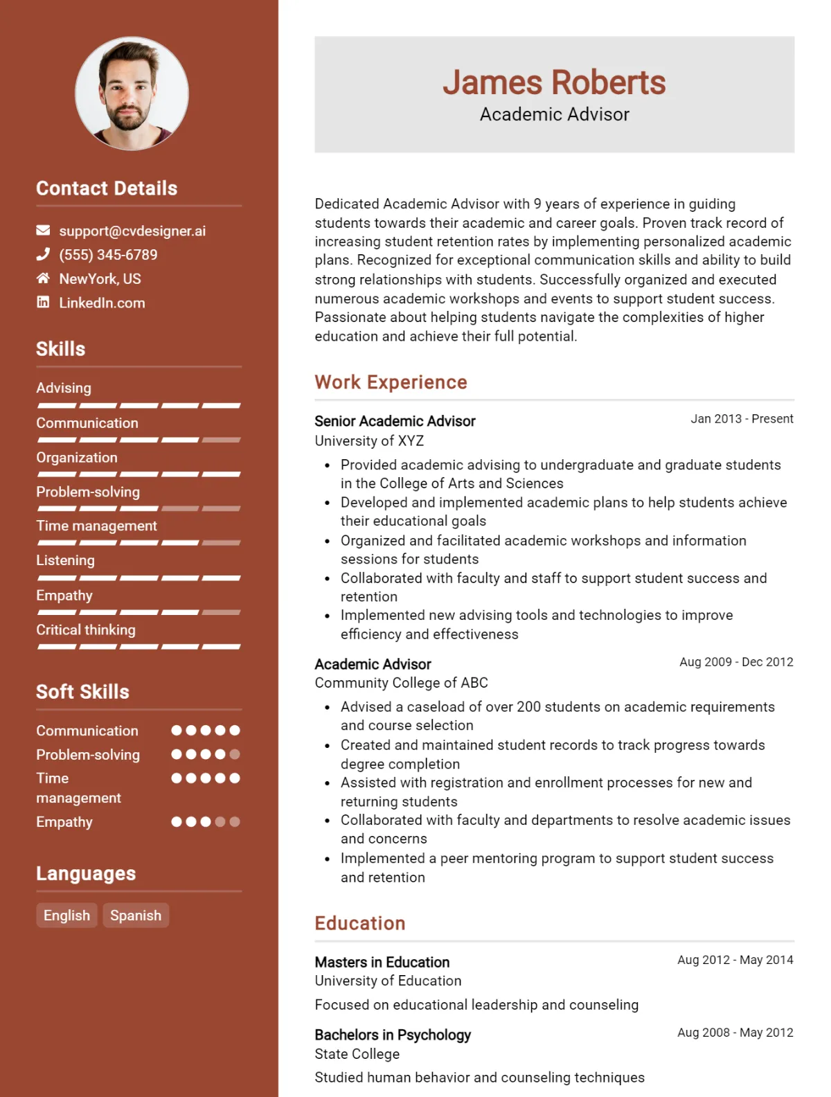 12 Academic Advisor CV Examples And Writing Guide For 2025 - CVDesigner.ai 12 Academic Advisor CV Examples And Writing Guide For 2025 - CVDesigner.ai