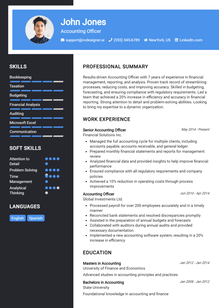 14 Accounting Officer Resume Examples And Templates For 2024