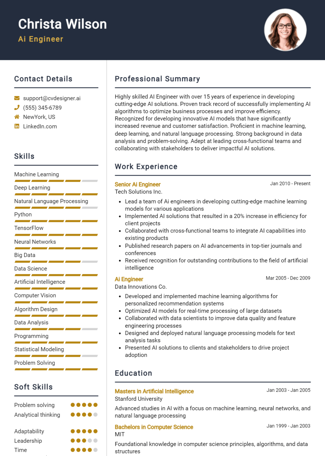 14 AI Engineer CV Examples And Templates for 2024: Best Writing Guide ...
