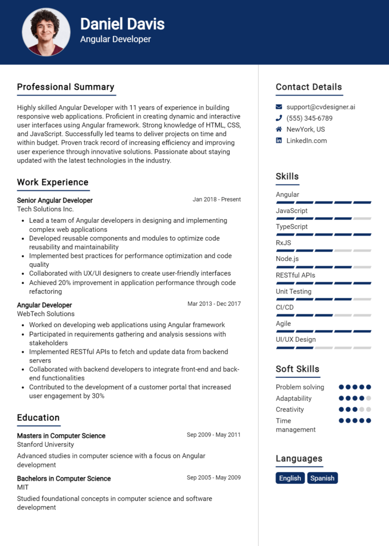25+ Web Developer CV Examples and Free Templates For 2024 - CVDesigner.ai