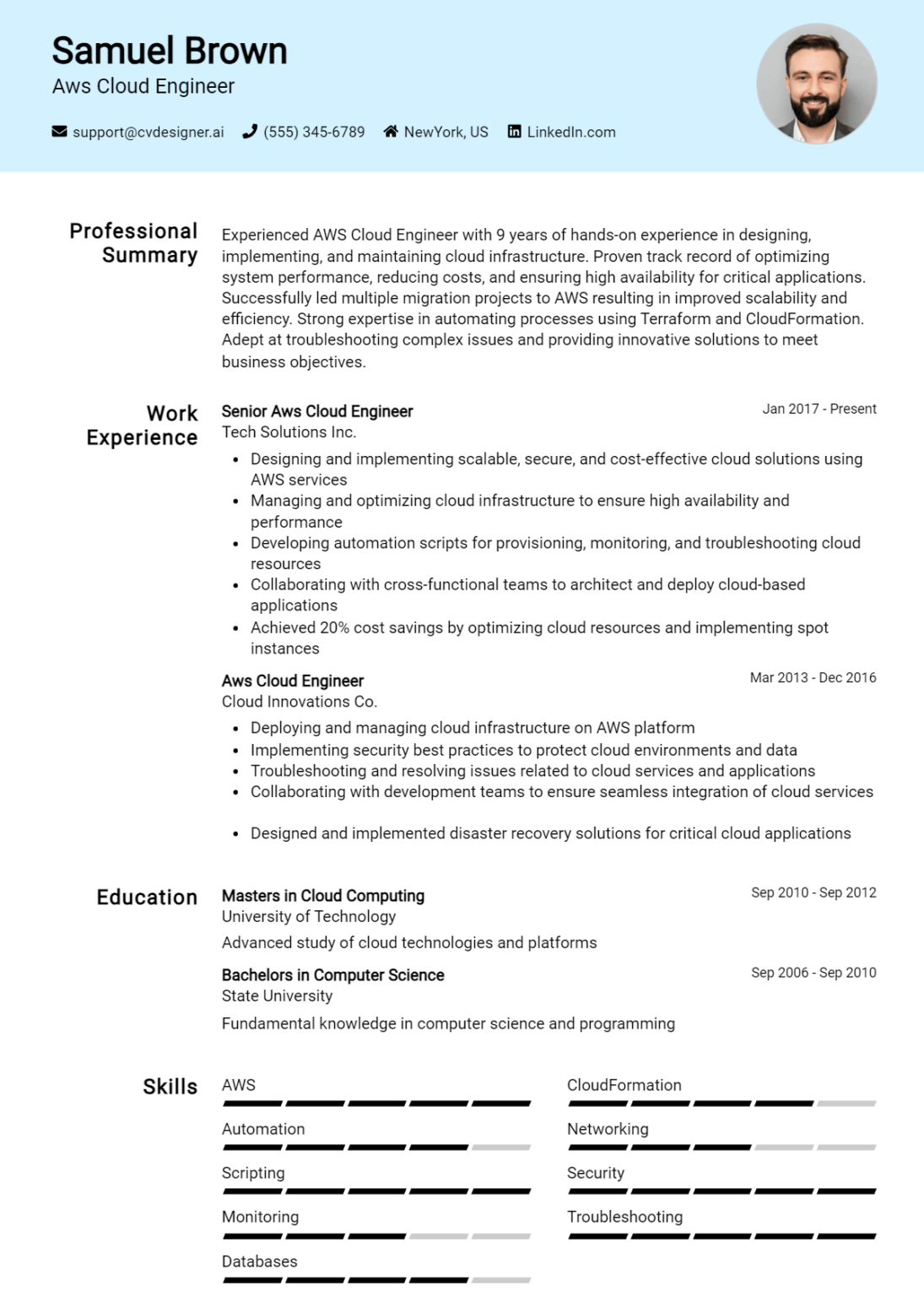 10 AWS DevOps Engineer Resume Examples for 2025: Free Templates ...