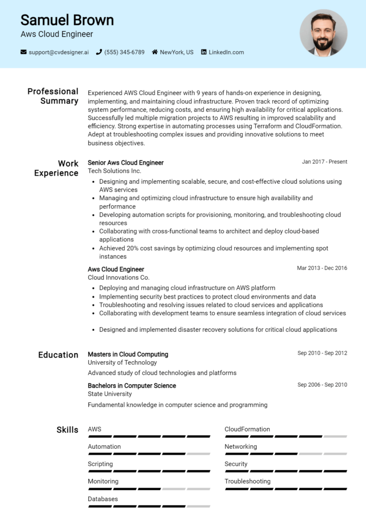 10 AWS Cloud Support Engineer Resume Examples for 2025: Free Templates ... 10 AWS Cloud Support Engineer Resume Examples for 2025: Free Templates ...