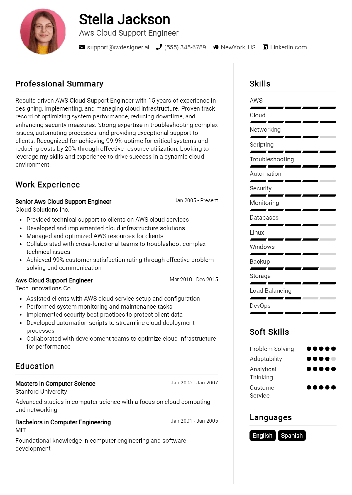 10 AWS Cloud Support Engineer Resume Examples for 2025: Free Templates ... 10 AWS Cloud Support Engineer Resume Examples for 2025: Free Templates ...