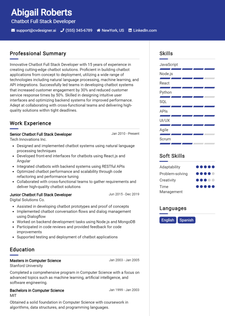 12 Front-end Developer CV Examples & Templates for 2025 - CVDesigner.ai