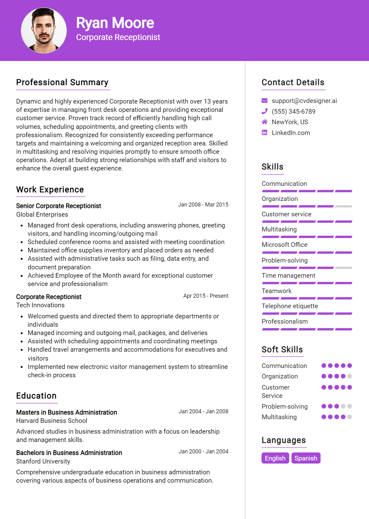 7 Security Receptionist Resume Examples For 2025: Free Examples