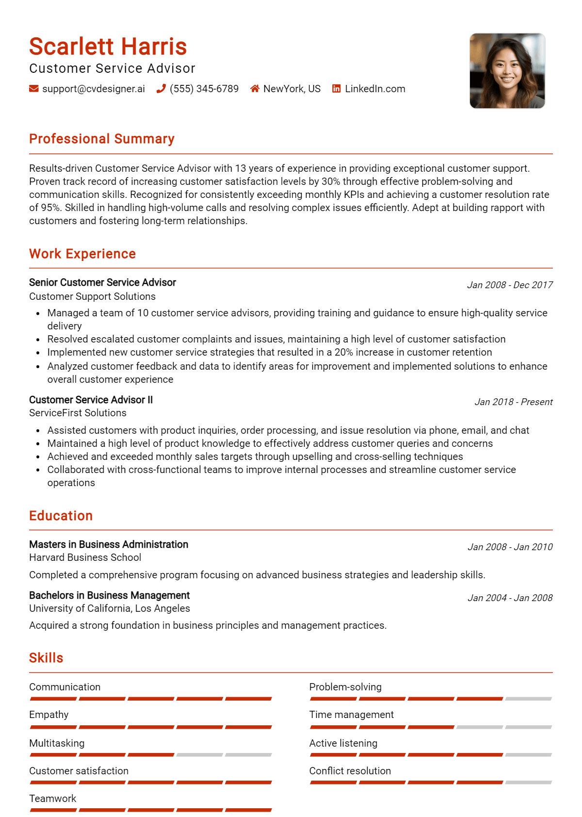 9 Customer Advocate Resume Examples And Templates for 2025 - CVDesigner.ai