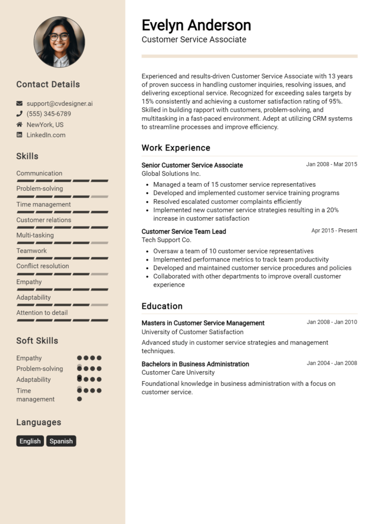 9 Customer Advocate Resume Examples And Templates for 2025 - CVDesigner.ai