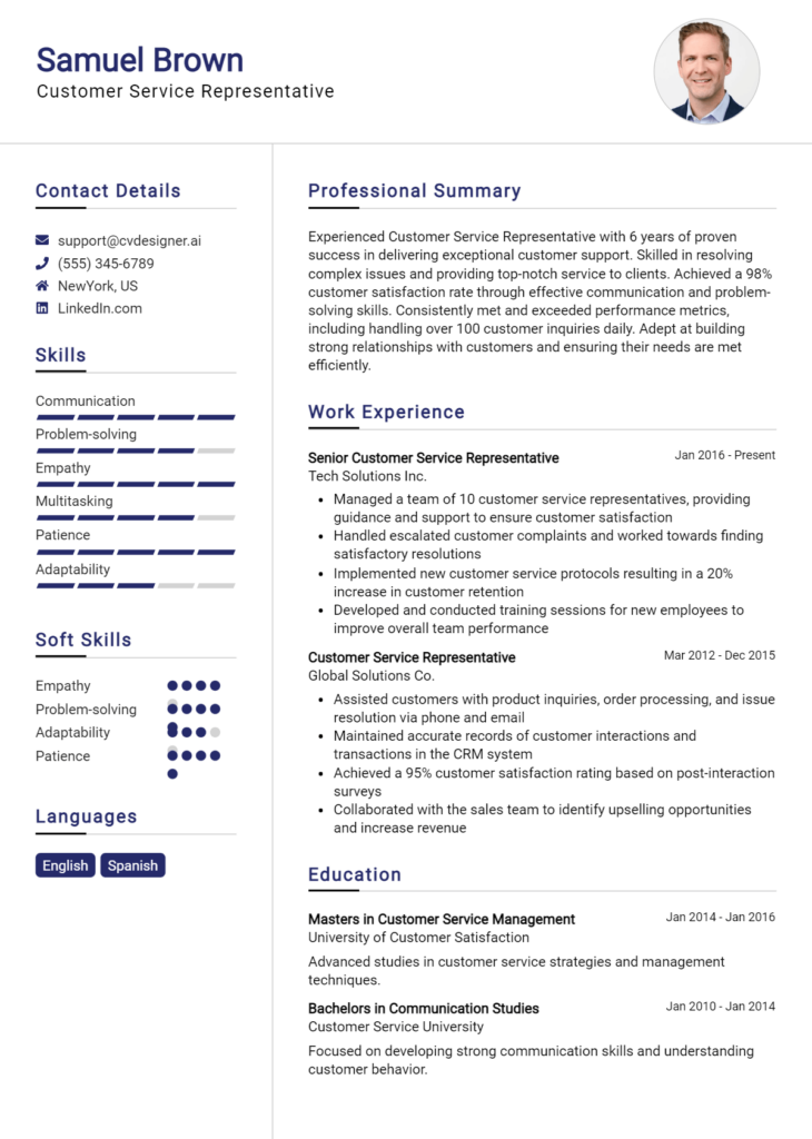 9 Customer Advocate Resume Examples And Templates for 2025 - CVDesigner.ai