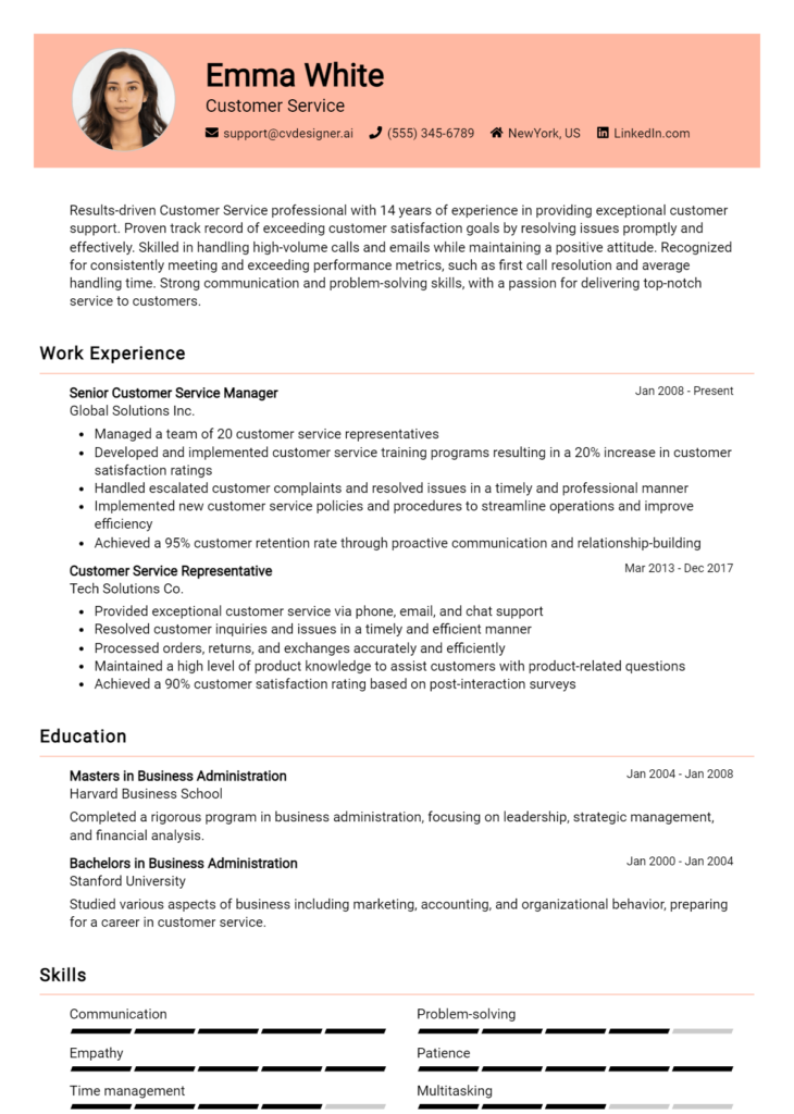 9 Customer Advocate Resume Examples And Templates for 2025 - CVDesigner.ai