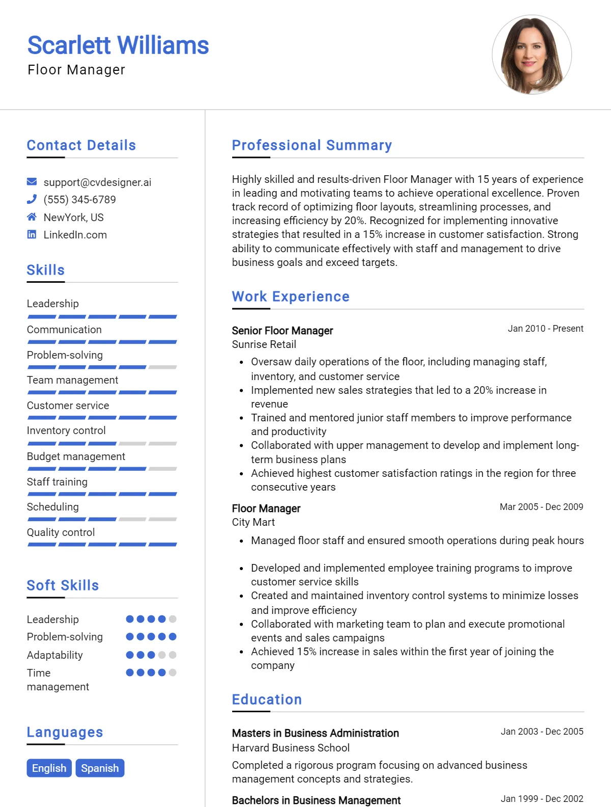 Floor Manager CV Example For 2025: How to Craft a Winning CV ...
