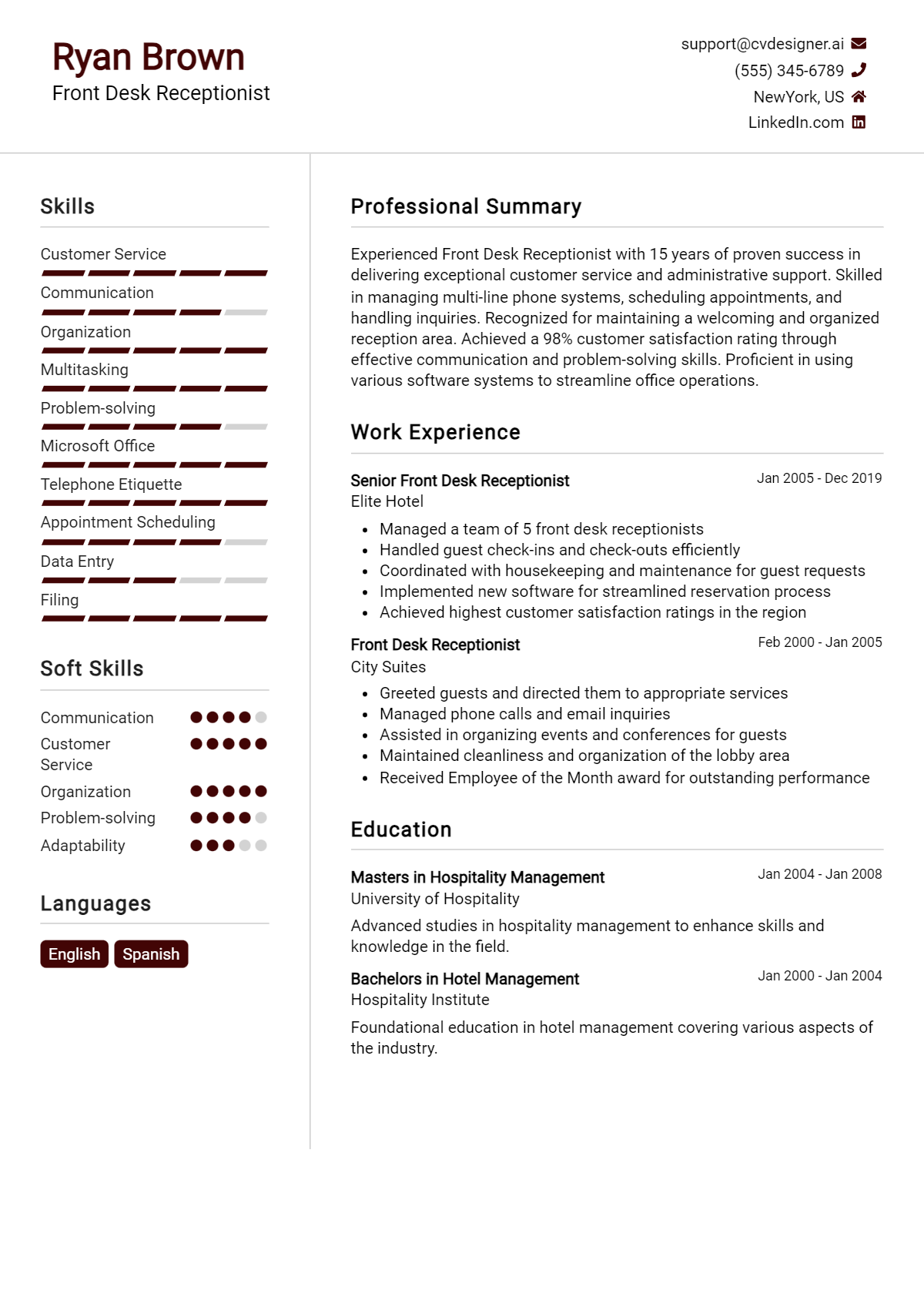 7 Security Receptionist Resume Examples For 2025: Free Examples