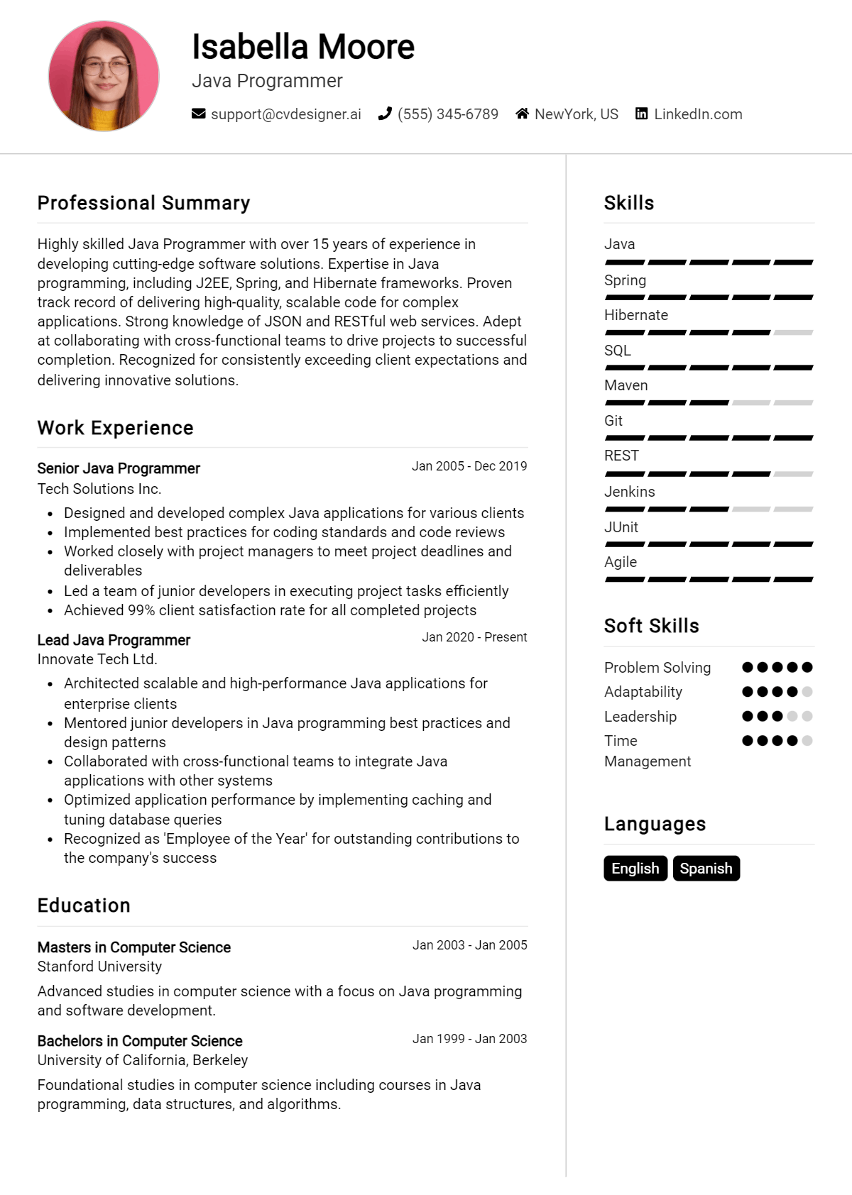 15 Senior Programmer Resume Examples And Templates for 2025 - CVDesigner.ai