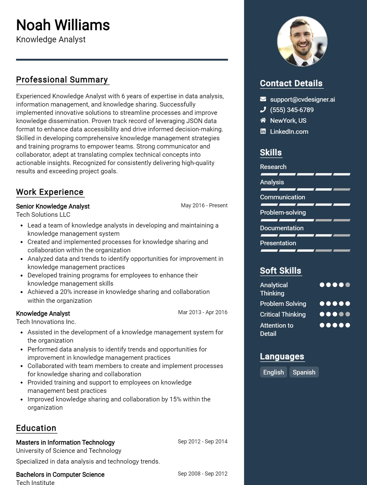 Knowledge Analyst CV Example For 2024: Free Downloadable Templates ...