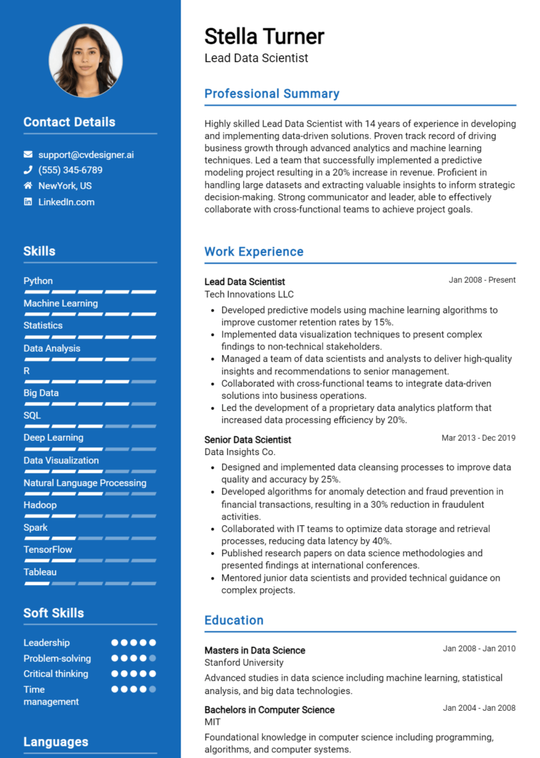 14 AI Engineer CV Examples And Templates for 2024: Best Writing Guide ...