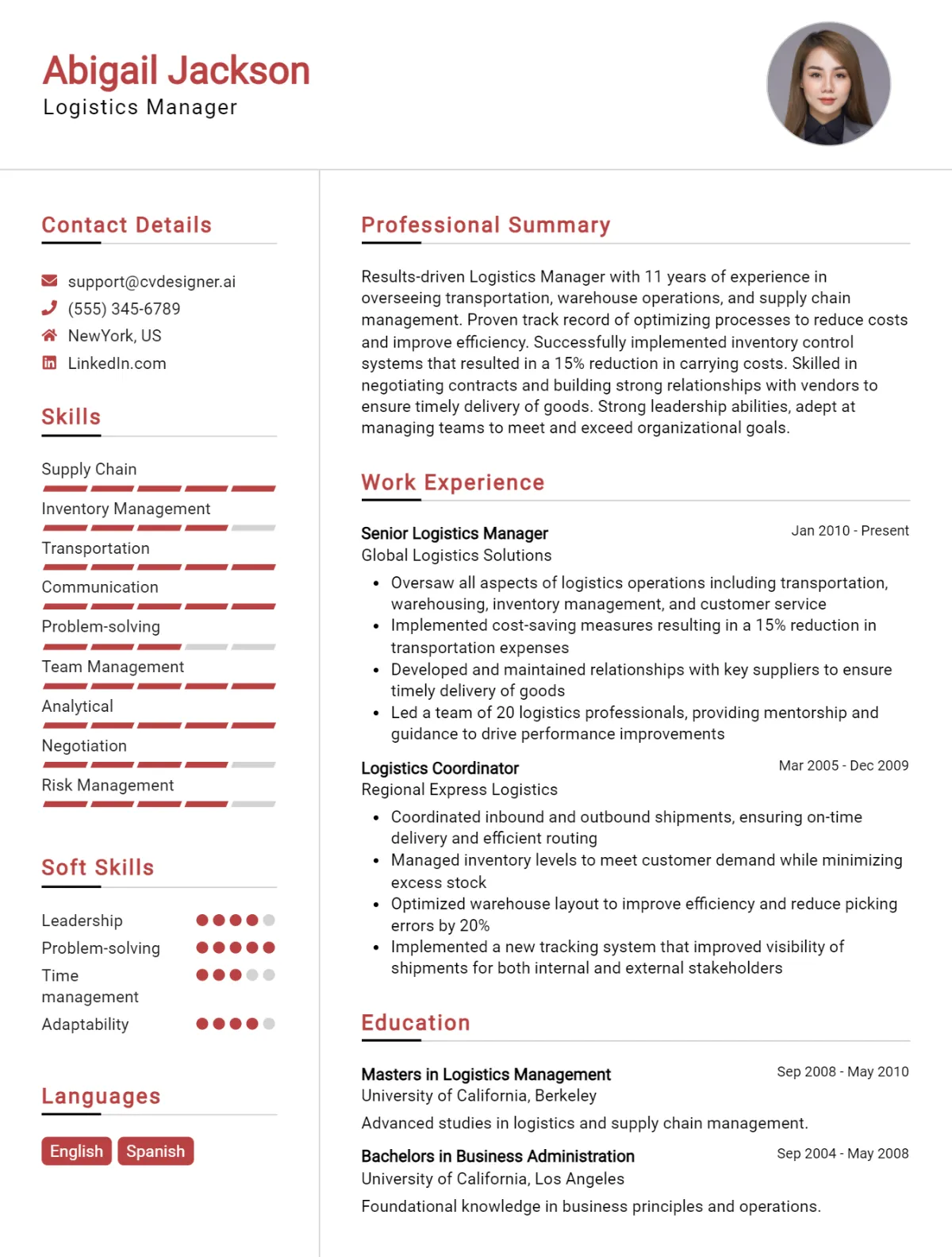 12 Logistics Manager CV Examples And Downloadable Templates for 2025 ...
