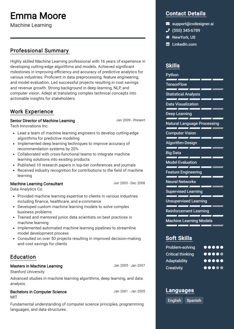 14 Data Scientist CV Examples And Templates for 2025 - CVDesigner.ai