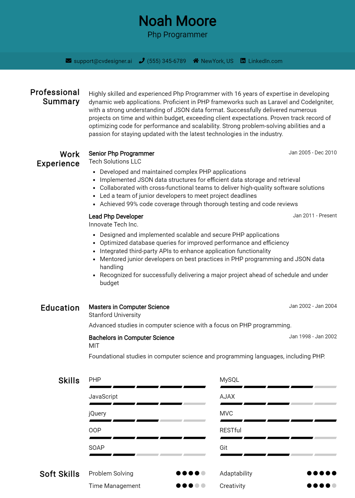 15 Senior Programmer Resume Examples And Templates for 2025 - CVDesigner.ai