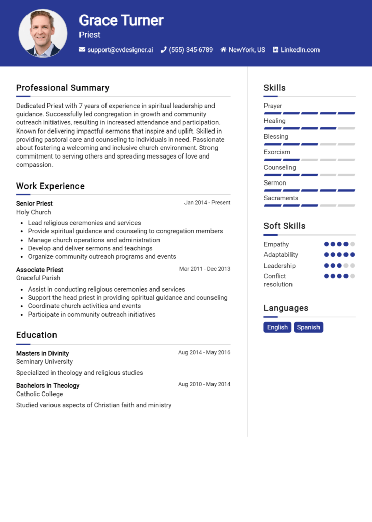 Priest Resume Example For 2025 Strategies And Templates Cvdesigner Ai