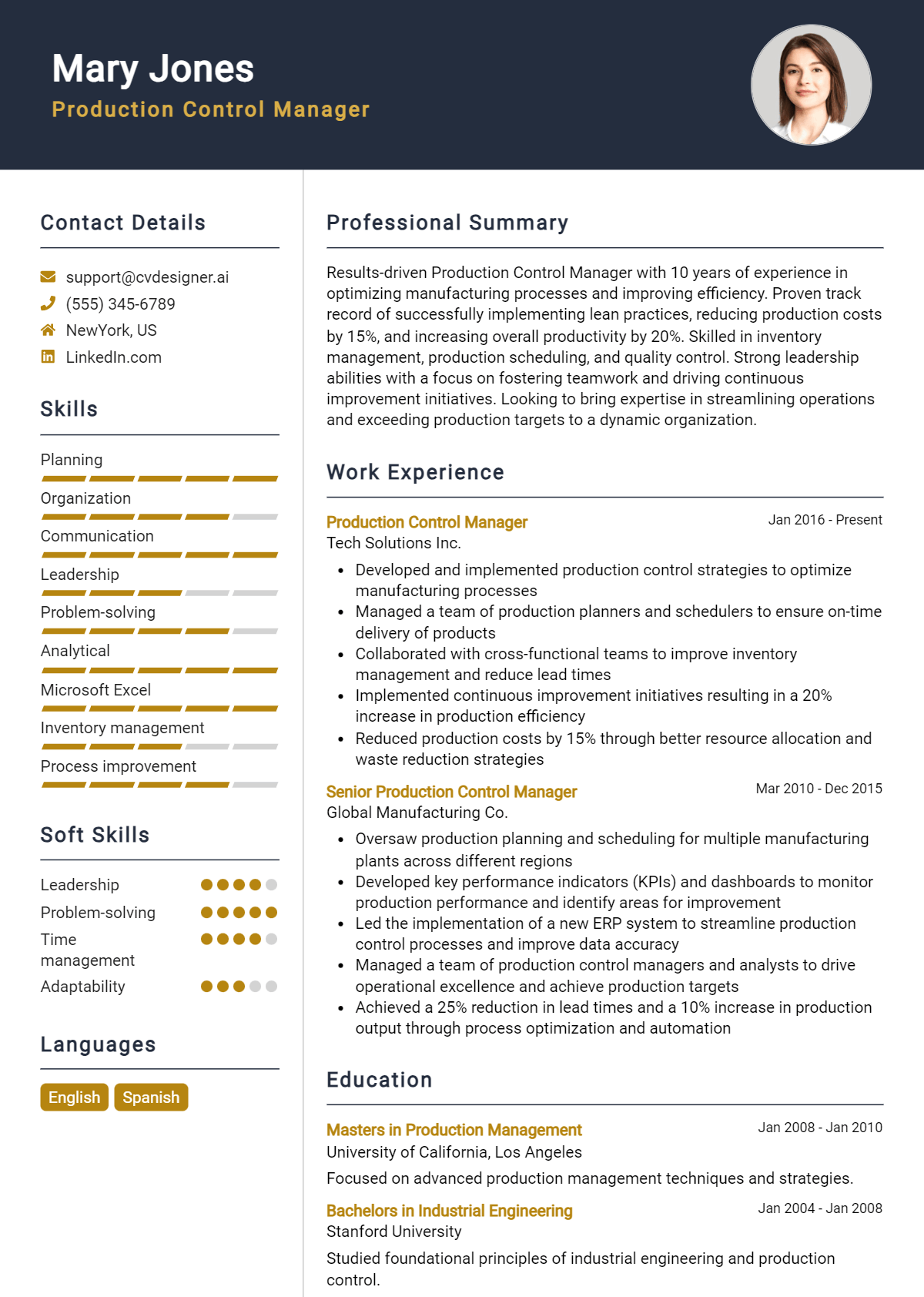9 Production Control Manager Resume Examples for 2025: Ultimate Guide - CVDesigner.ai
