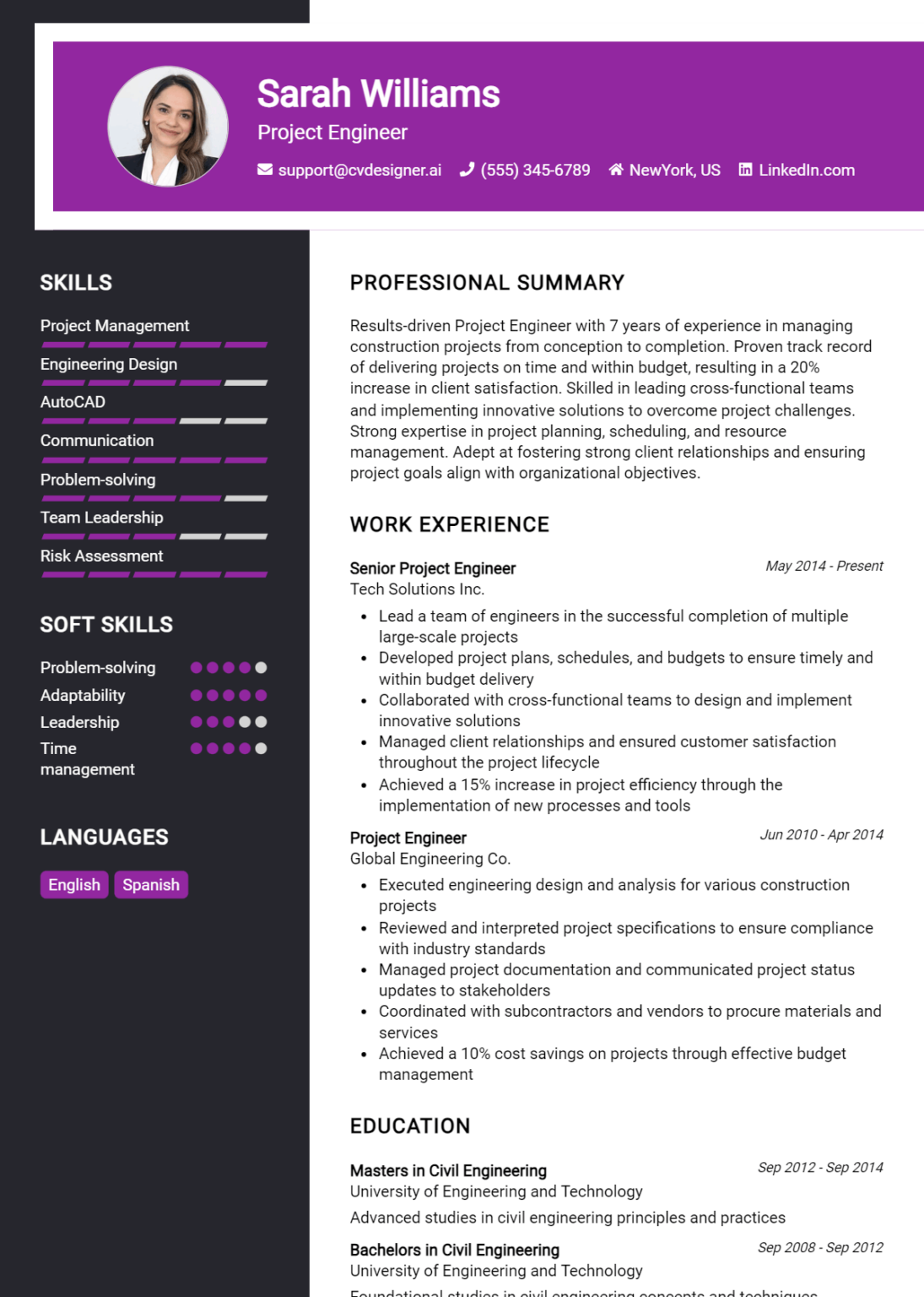 Project Engineer Resume Example for 2025: How to Craft a Winning CV ...