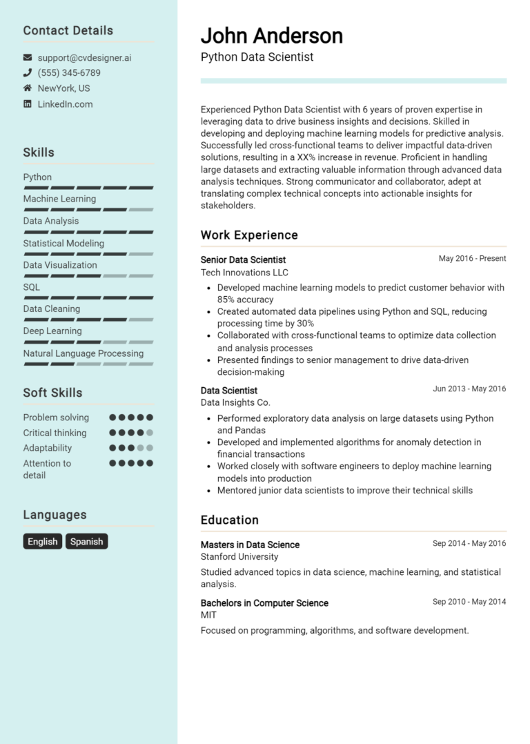 18 Data Engineer CV Examples And Downloadable Templates for 2025 ...