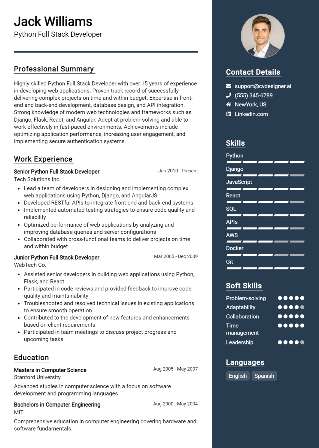 25+ Web Developer CV Examples and Free Templates For 2024 - CVDesigner.ai