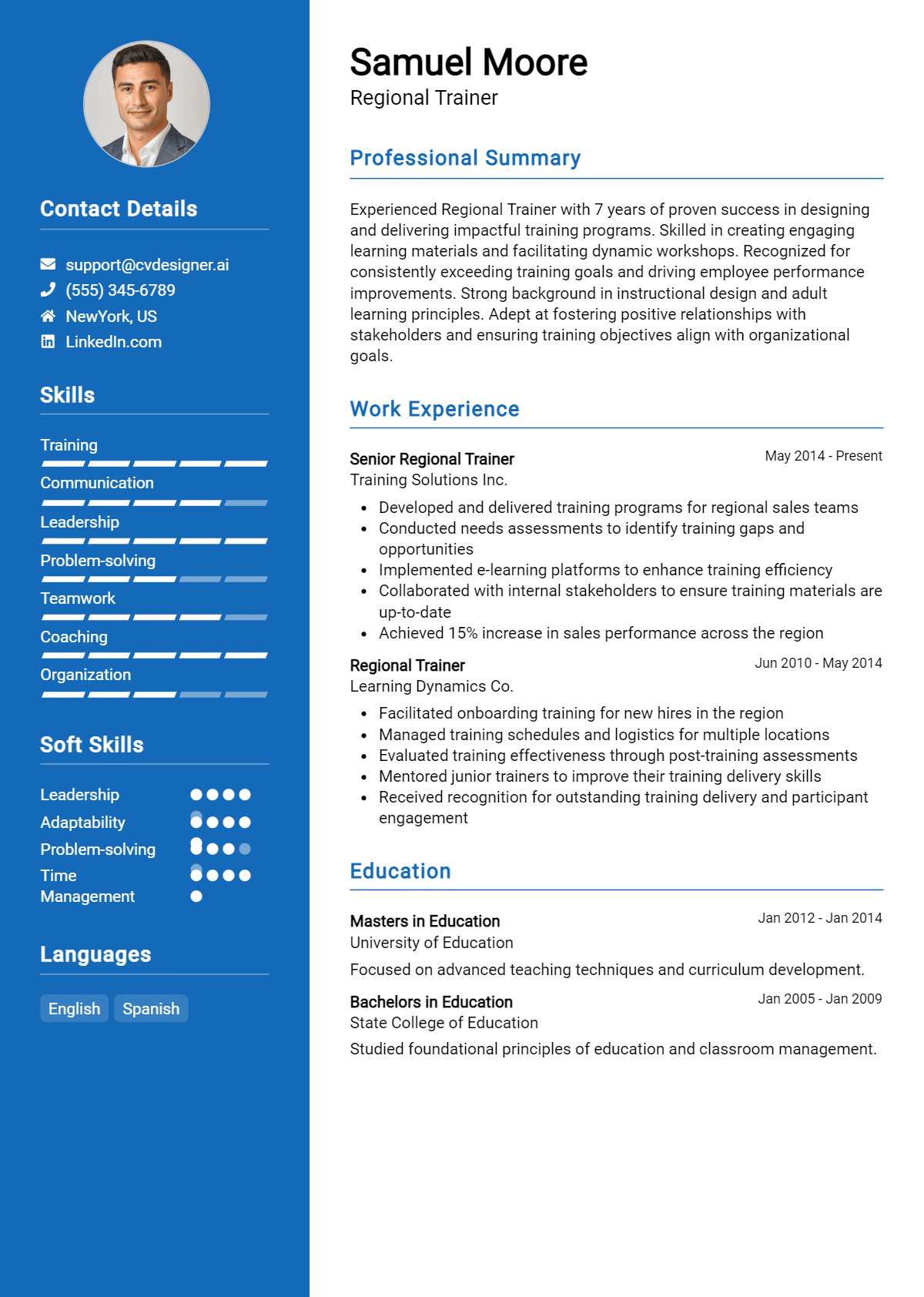 9 Regional Manager Resume Examples for 2025: Free Examples - CVDesigner.ai