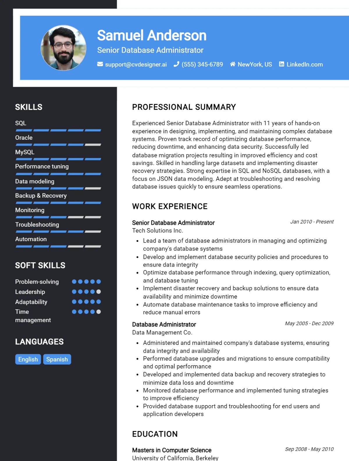 12 Senior Database Administrator CV Examples And Templates For 2024 ...