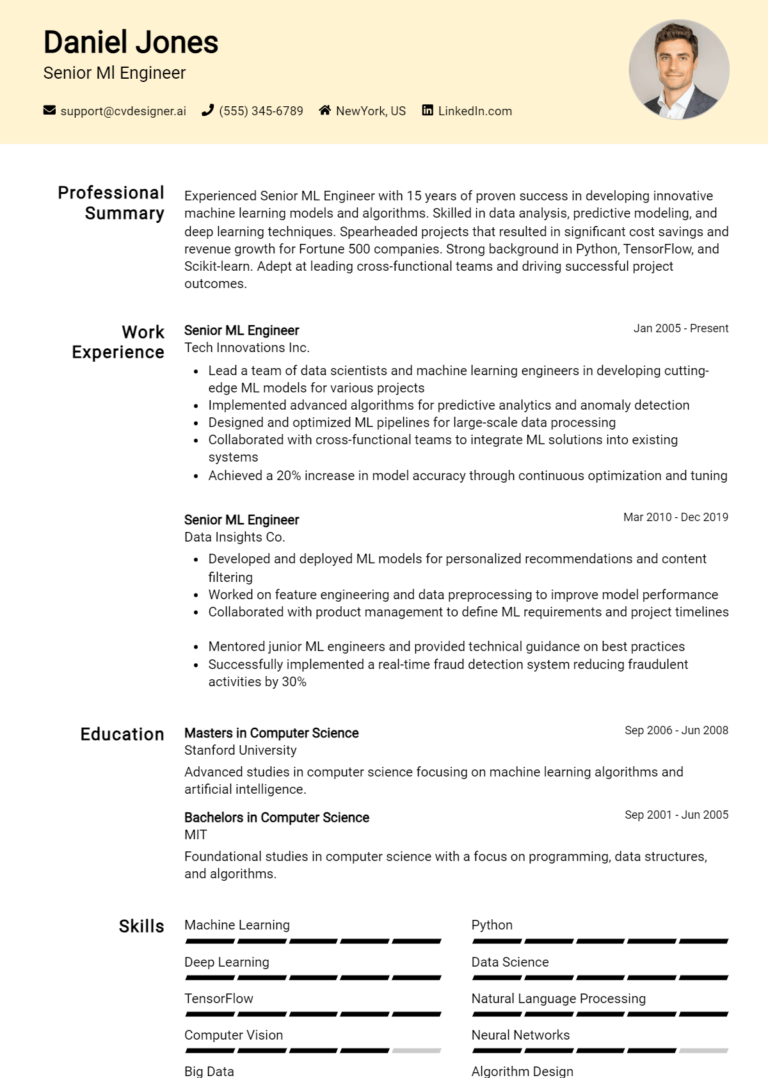 14 Data Scientist CV Examples And Templates for 2025 - CVDesigner.ai