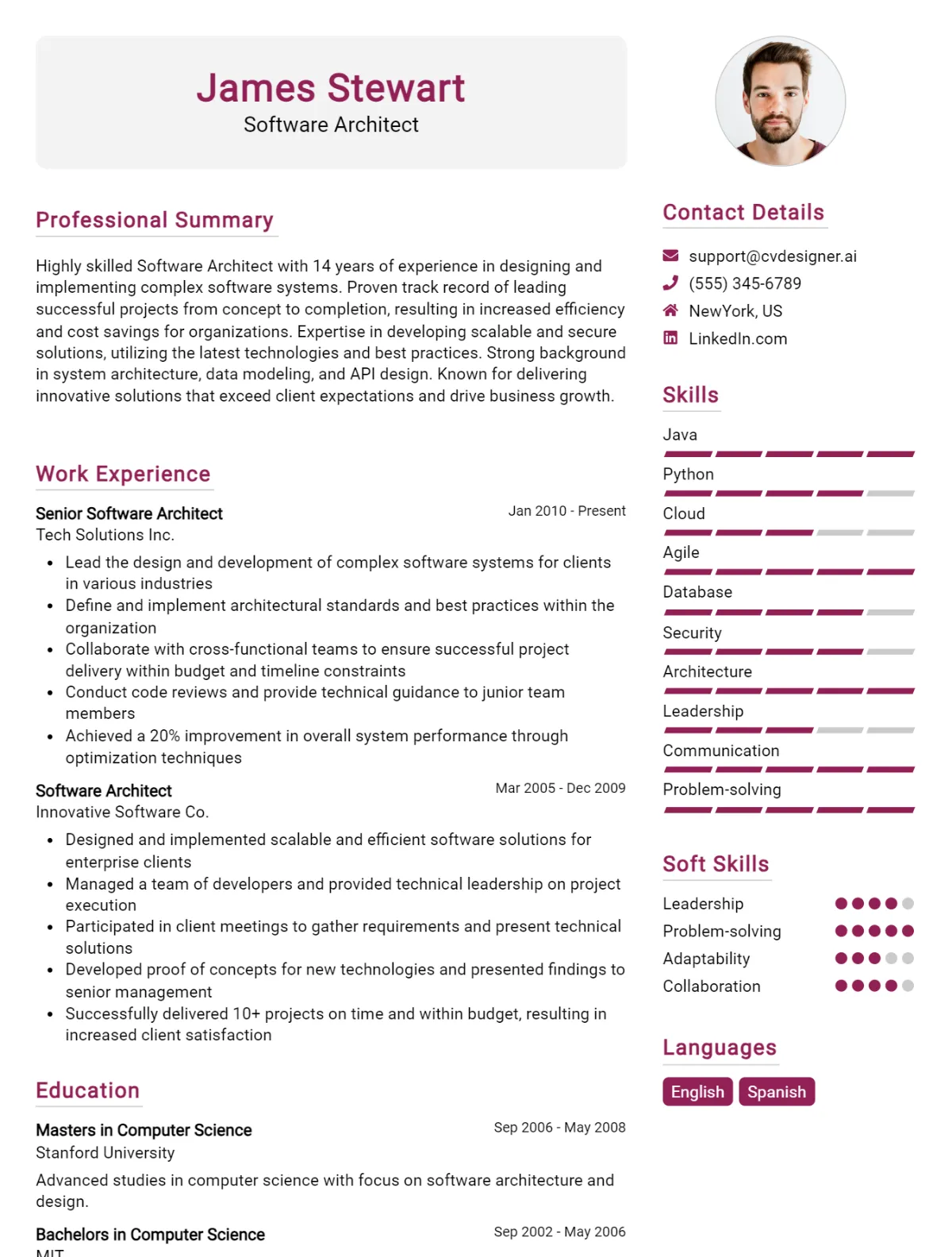 Software Architect CV Example For 2025: Strategies & Templates ...