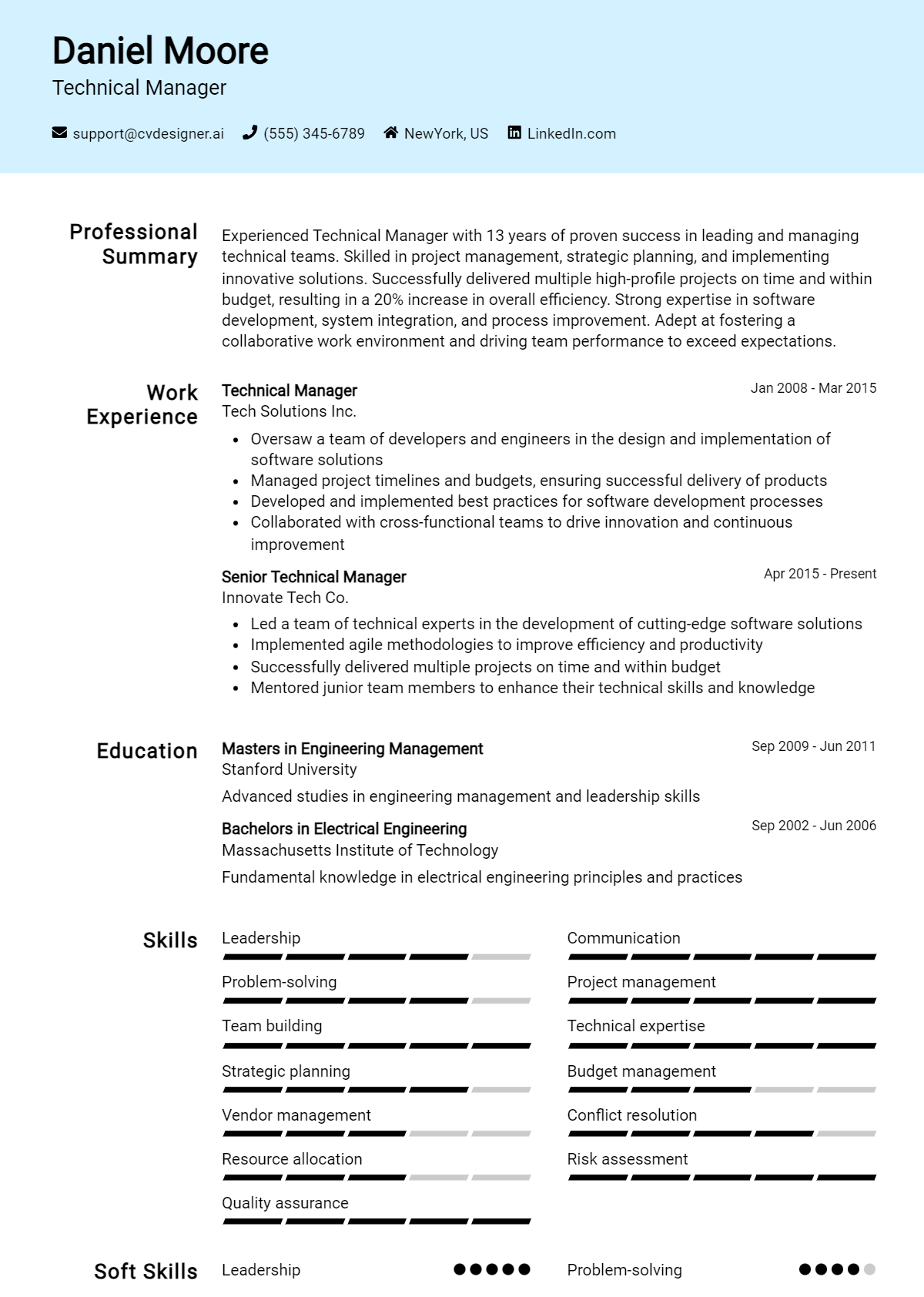 16 Technical Manager CV Examples And Templates For 2024 - CVDesigner.ai 16 Technical Manager CV Examples And Templates For 2024 - CVDesigner.ai