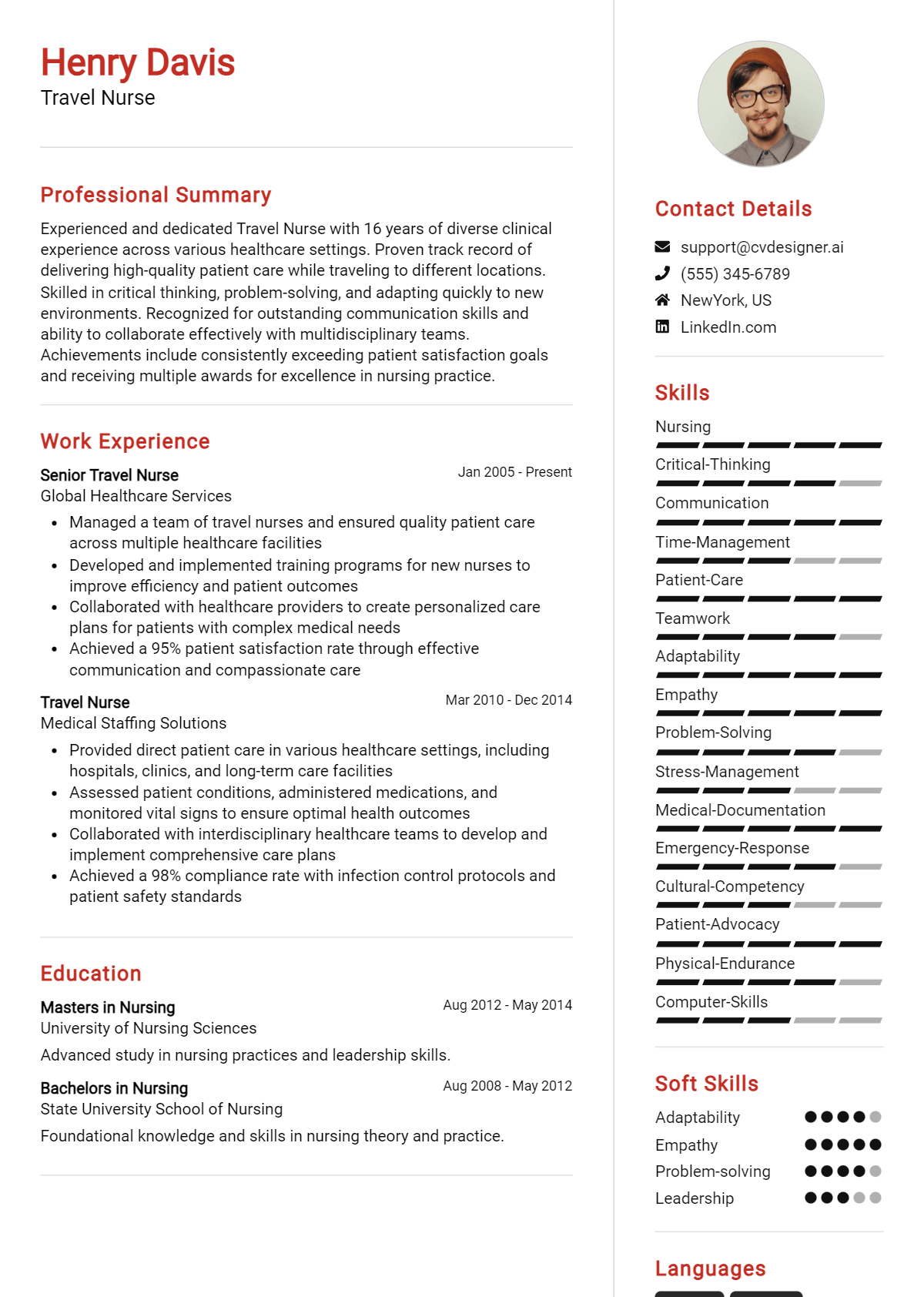 Travel Nurse Resume Example for 2024: Free Professional Templates ...