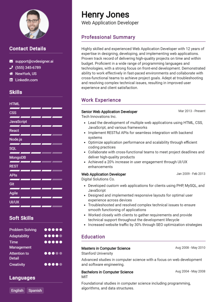 18 Web Ui Developer Resume Examples for 2024: Top Templates - CVDesigner.ai