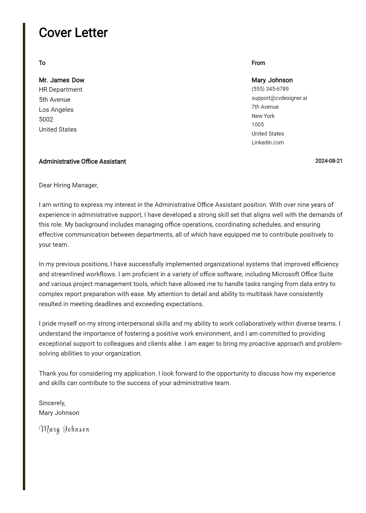 18 Office Assistant Cover Letter Examples with Writing Tips for 2024 ...