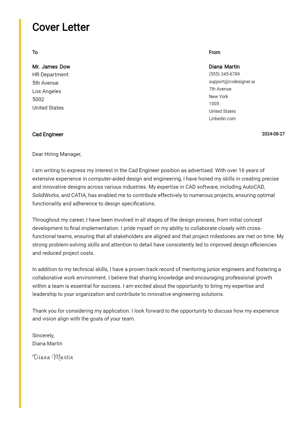 7 CAD Manager Cover Letter Example for 2024 (Free Templates ...