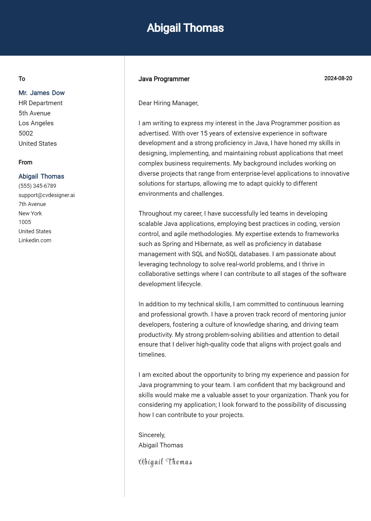 20 Program Manager Cover Letter Examples & Samples for 2024 - CVDesigner.ai