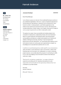 JavaScript Developer Cover Letter Example for 2024: Expert Tips ...