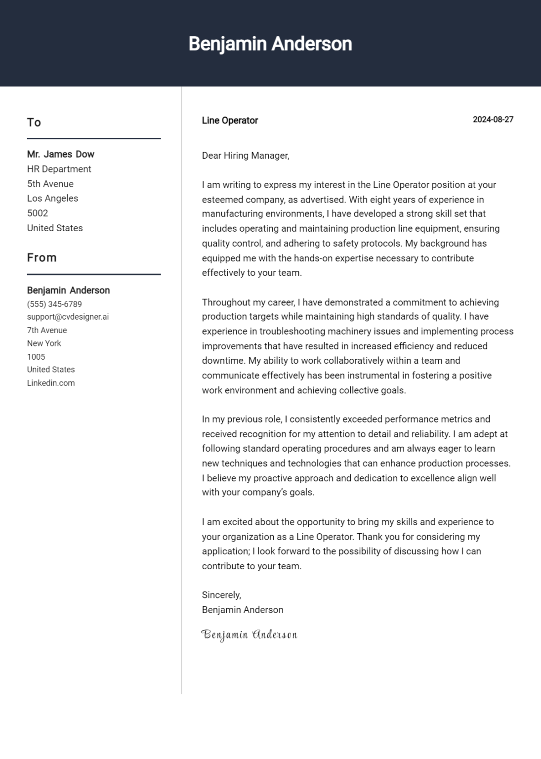 18 Machine Operator Cover Letter Examples for 2024: Tips & Templates ...