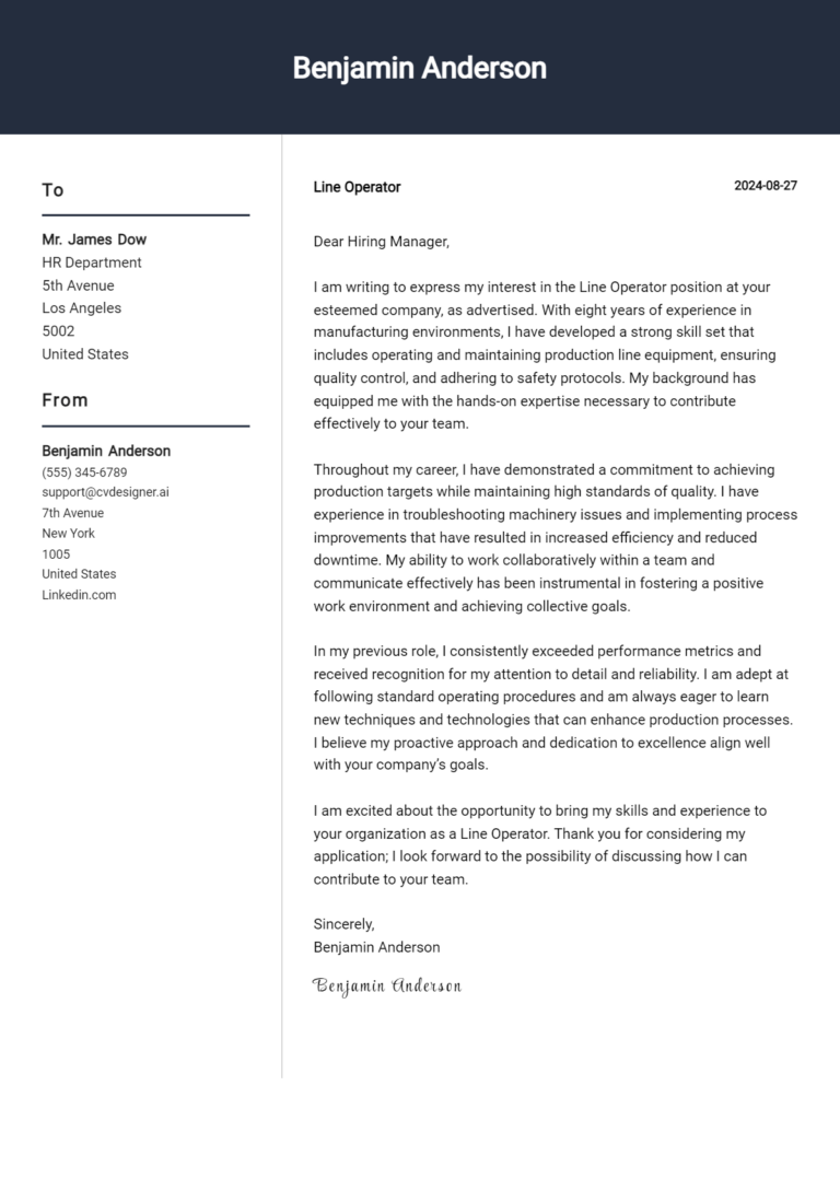 18 Machine Operator Cover Letter Examples for 2024: Tips & Templates ...