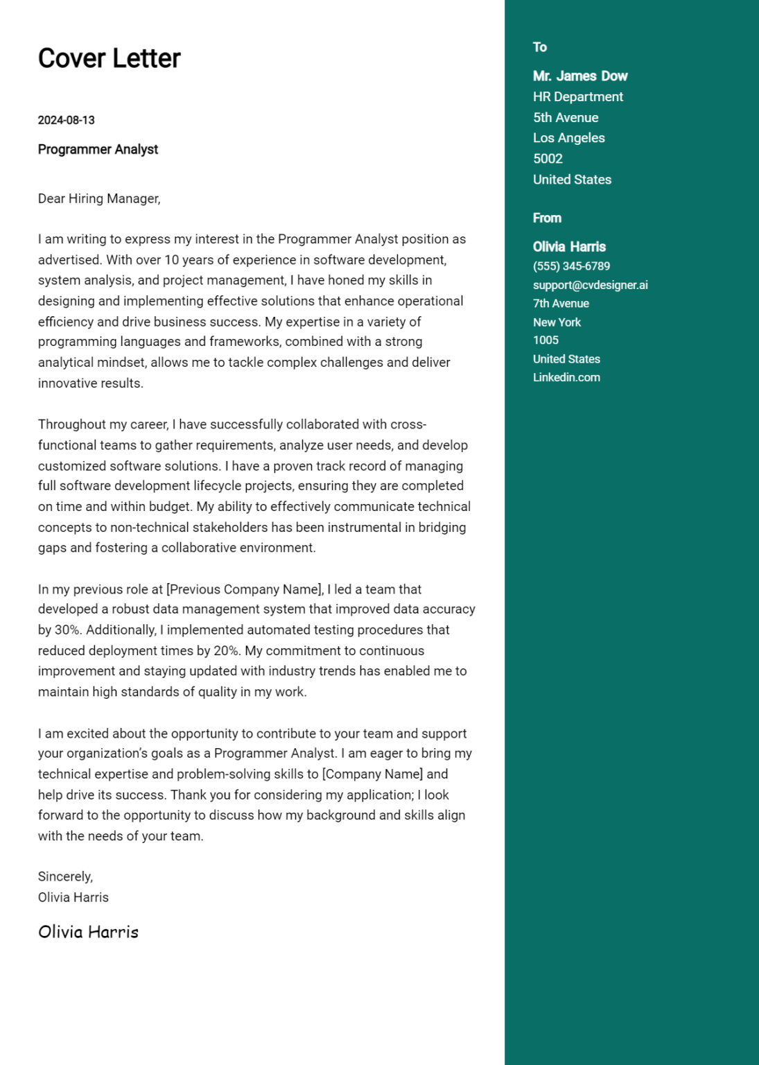 20 Program Manager Cover Letter Examples & Samples for 2024 - CVDesigner.ai