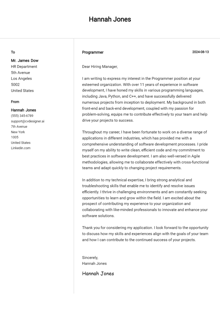 20 Program Manager Cover Letter Examples & Samples for 2024 - CVDesigner.ai
