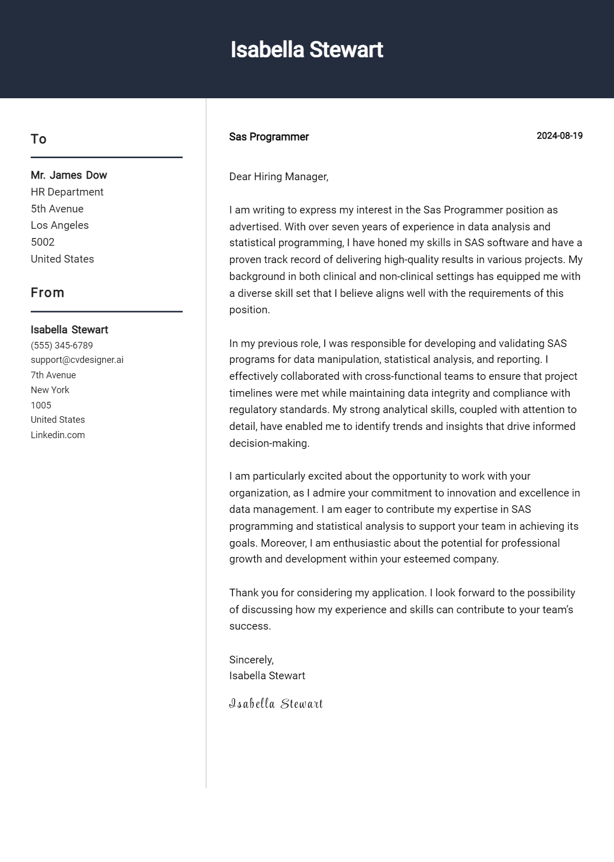 20 Program Manager Cover Letter Examples & Samples for 2024 - CVDesigner.ai