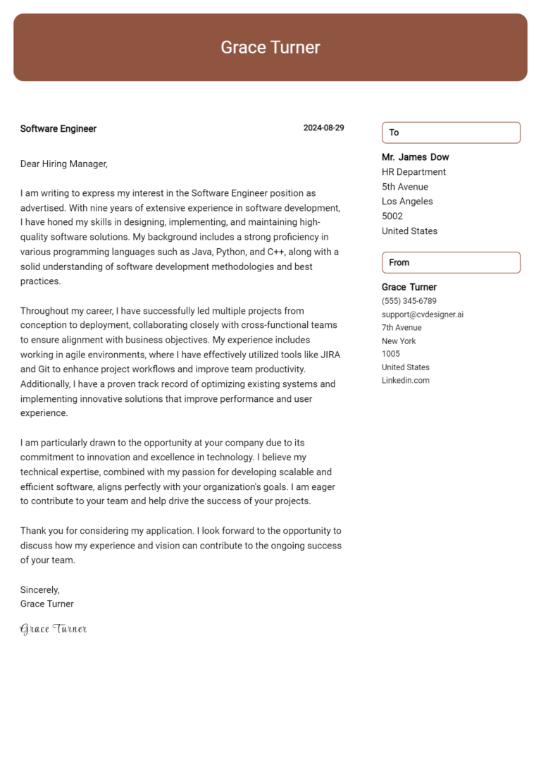 Software Engineer Cover Letter Example for 2024: Ultimate Guide ...