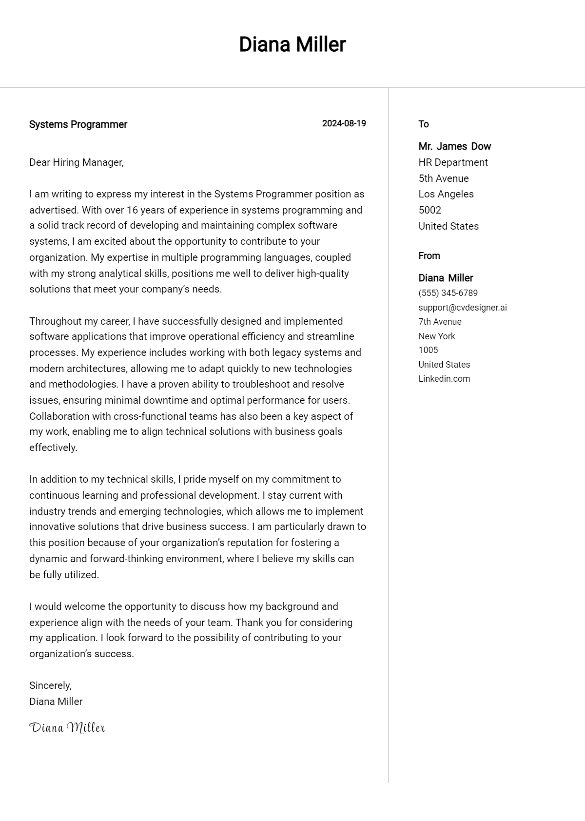20 Program Manager Cover Letter Examples & Samples for 2024 - CVDesigner.ai