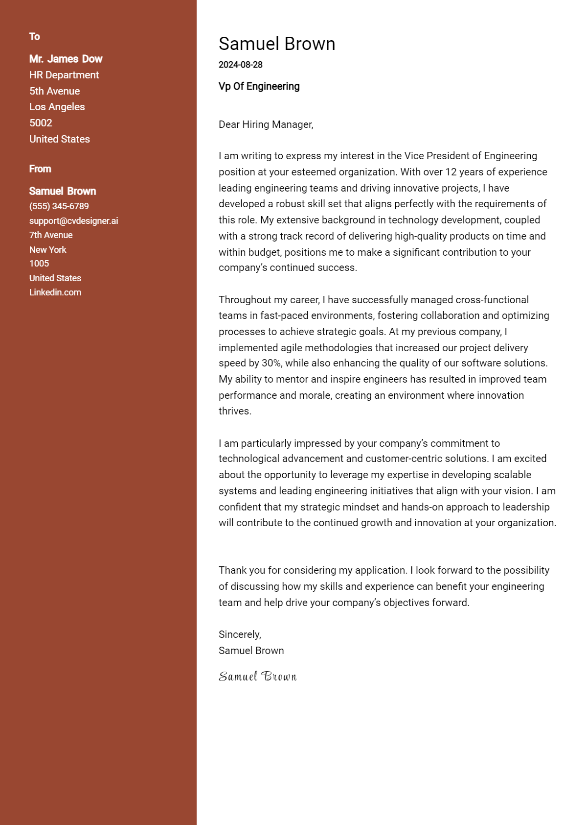 VP Of Engineering Cover Letter Examples with Writing Tips for 2024 ...
